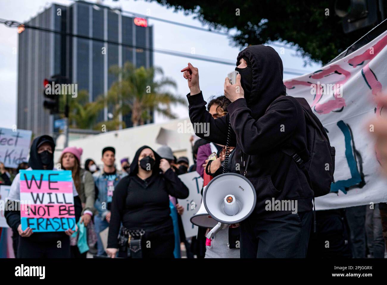Hollywood, California, USA. 31st Mar, 2023. A trans rights activist in ...