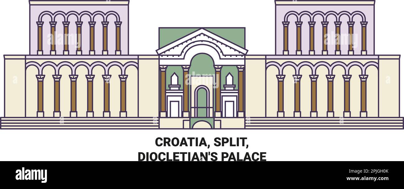 Croatia, Split, Diocletian's Palace travel landmark vector illustration ...
