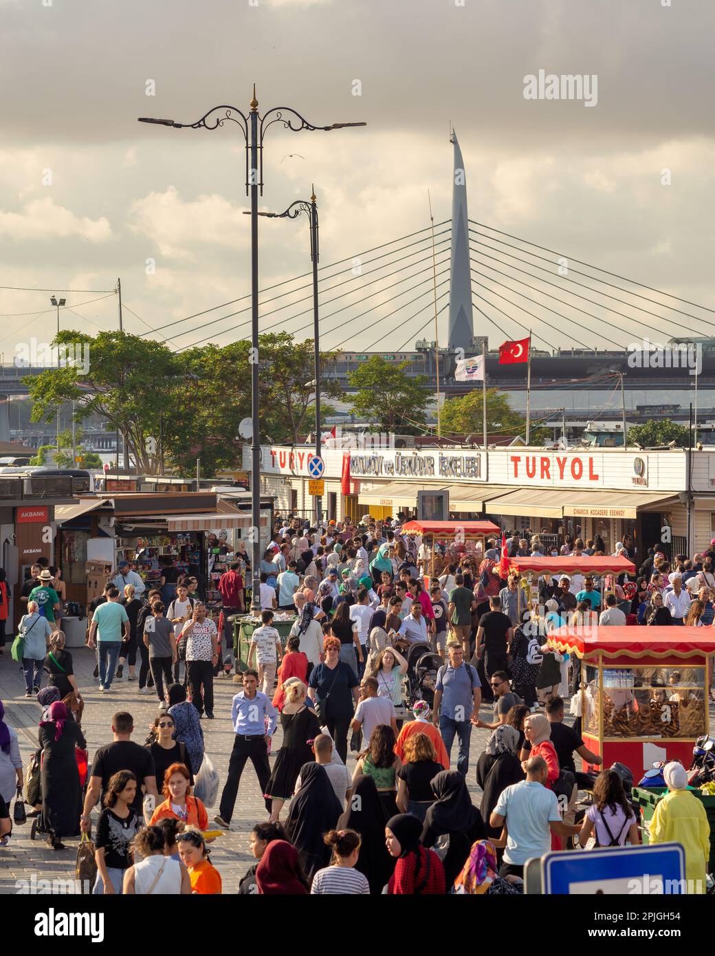 Istanbul, Turkey - August 30, 2022: Crowds of local citizens at Eminonu ...