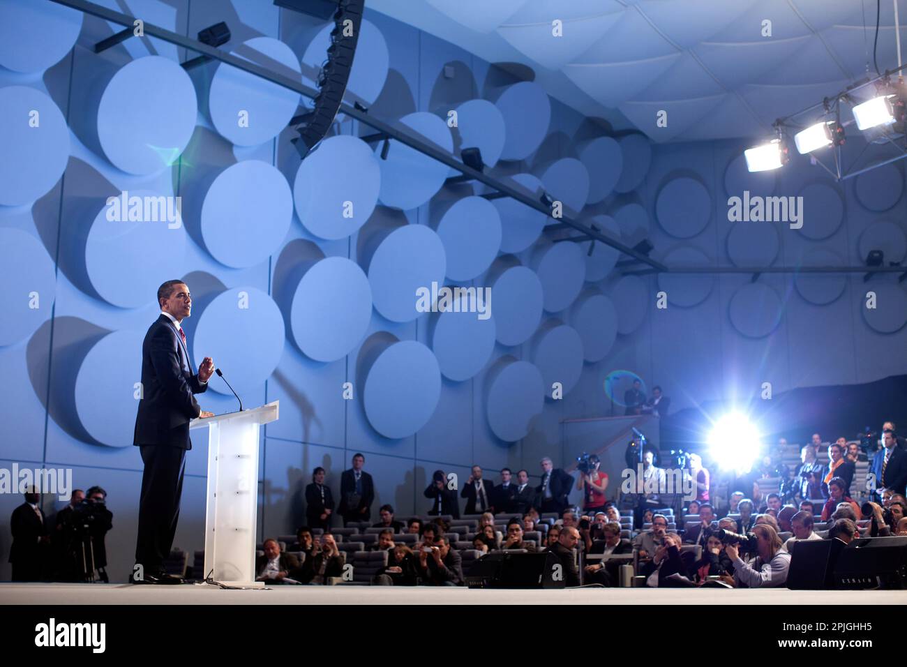 President Barack Obama addresses his remarks at a press conference ...