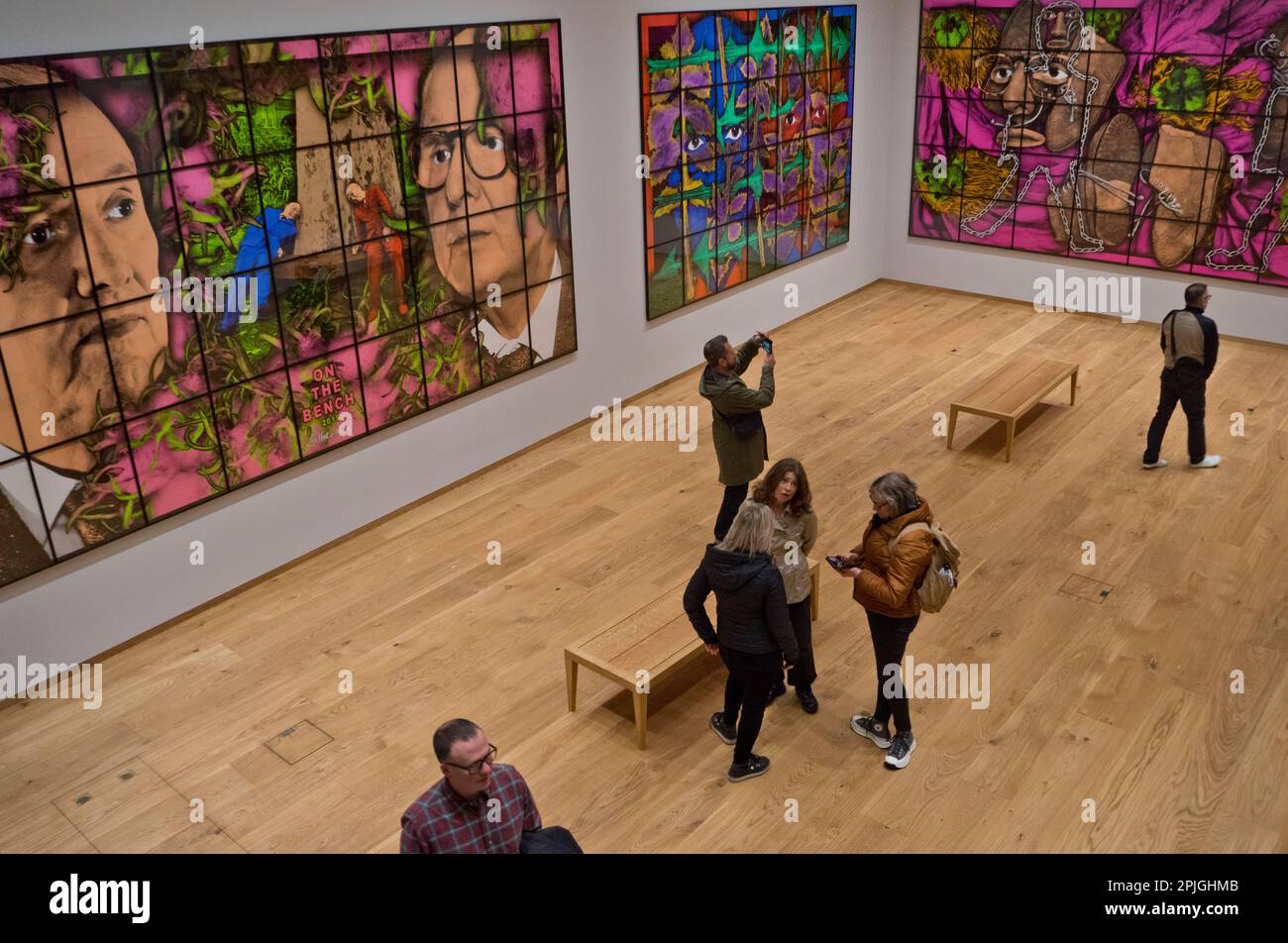 Visitors to the exhibitions at the Gilbert and George art centre in ...