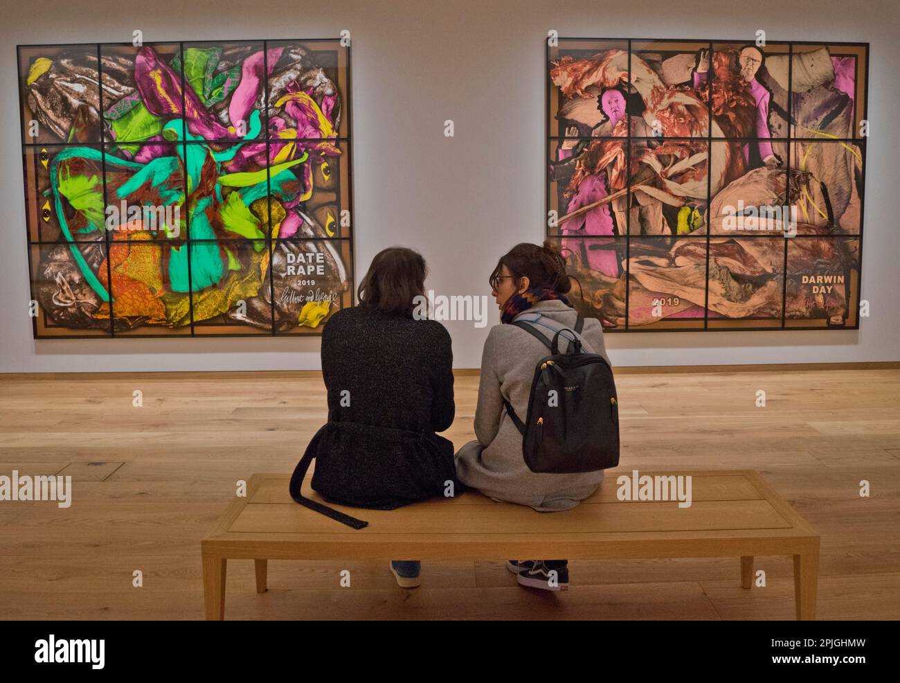 Visitors to the exhibitions at the Gilbert and George art centre in ...