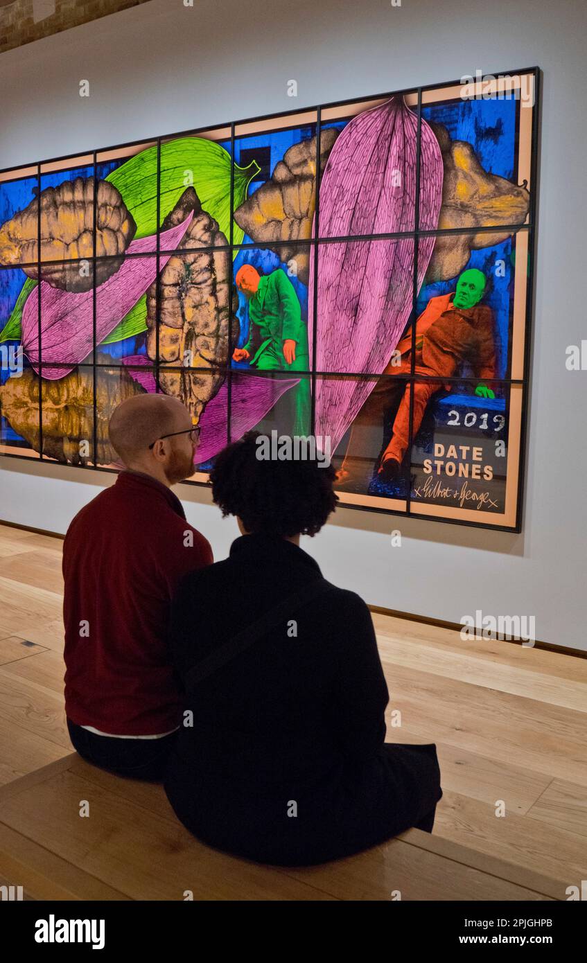 Visitors to the exhibitions at the Gilbert and George art centre in ...
