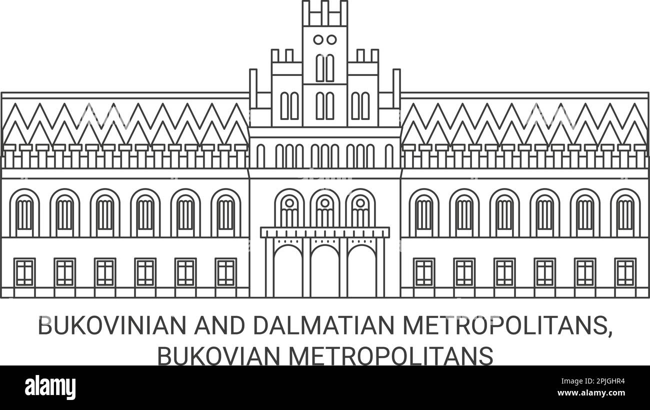 Ukraine, Bukovinian Metropolitans travel landmark vector illustration ...