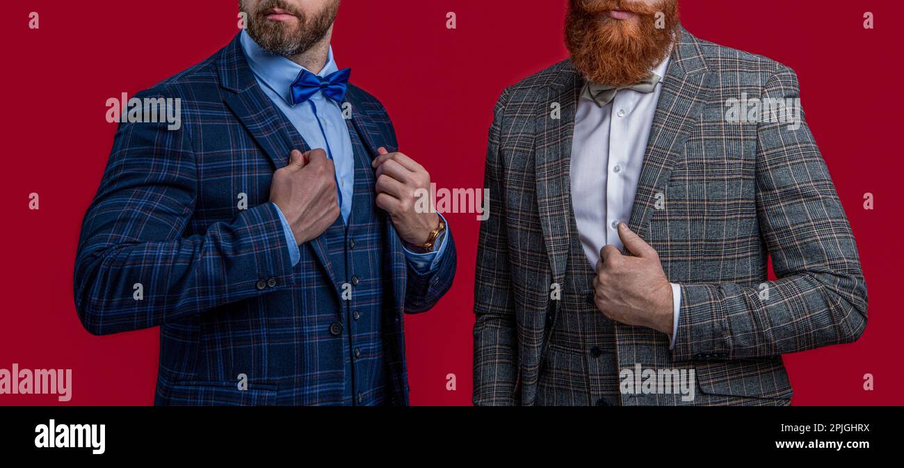 cropped photo of formal gentlemen in tuxedo suits. formal gentlemen in ...