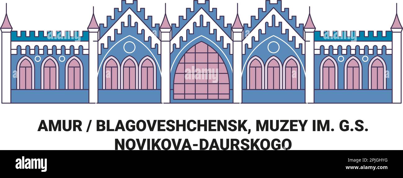 Russia, Blagoveshchensk, Muzey travel landmark vector illustration ...