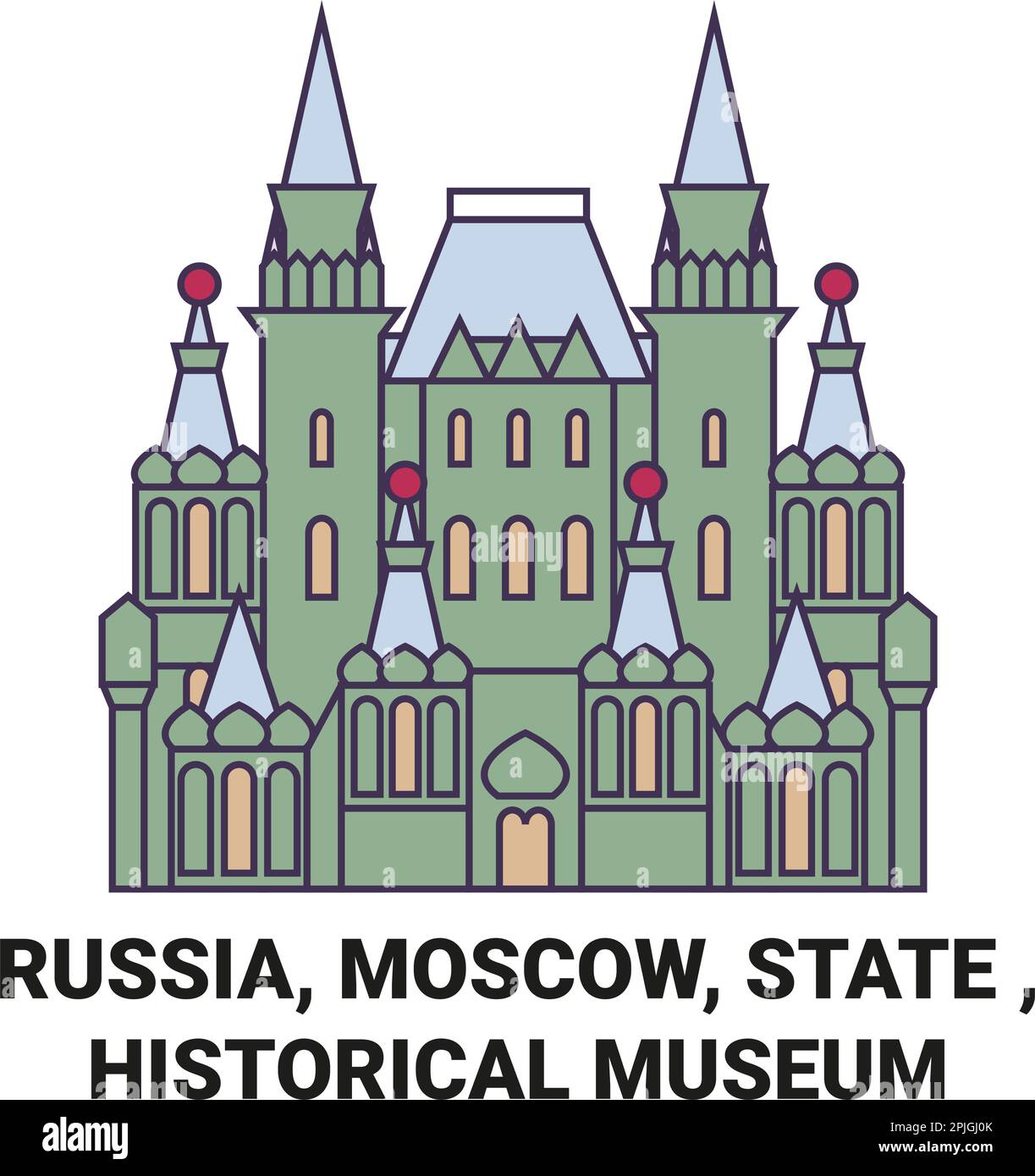 Russia, Moscow, State , Historical Museum travel landmark vector ...