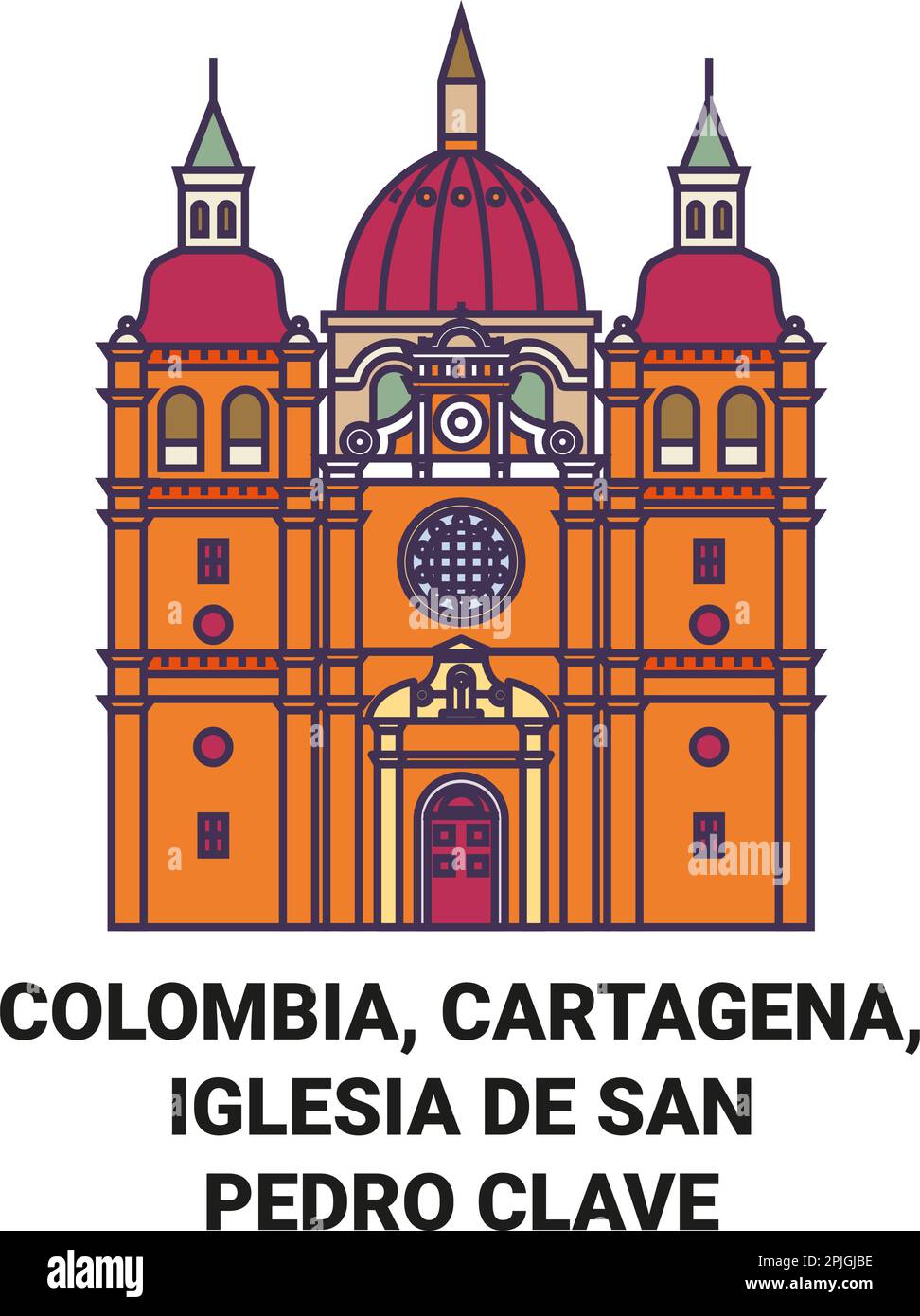 Colombia, Cartagena, Iglesia De San Pedro Clave travel landmark vector ...
