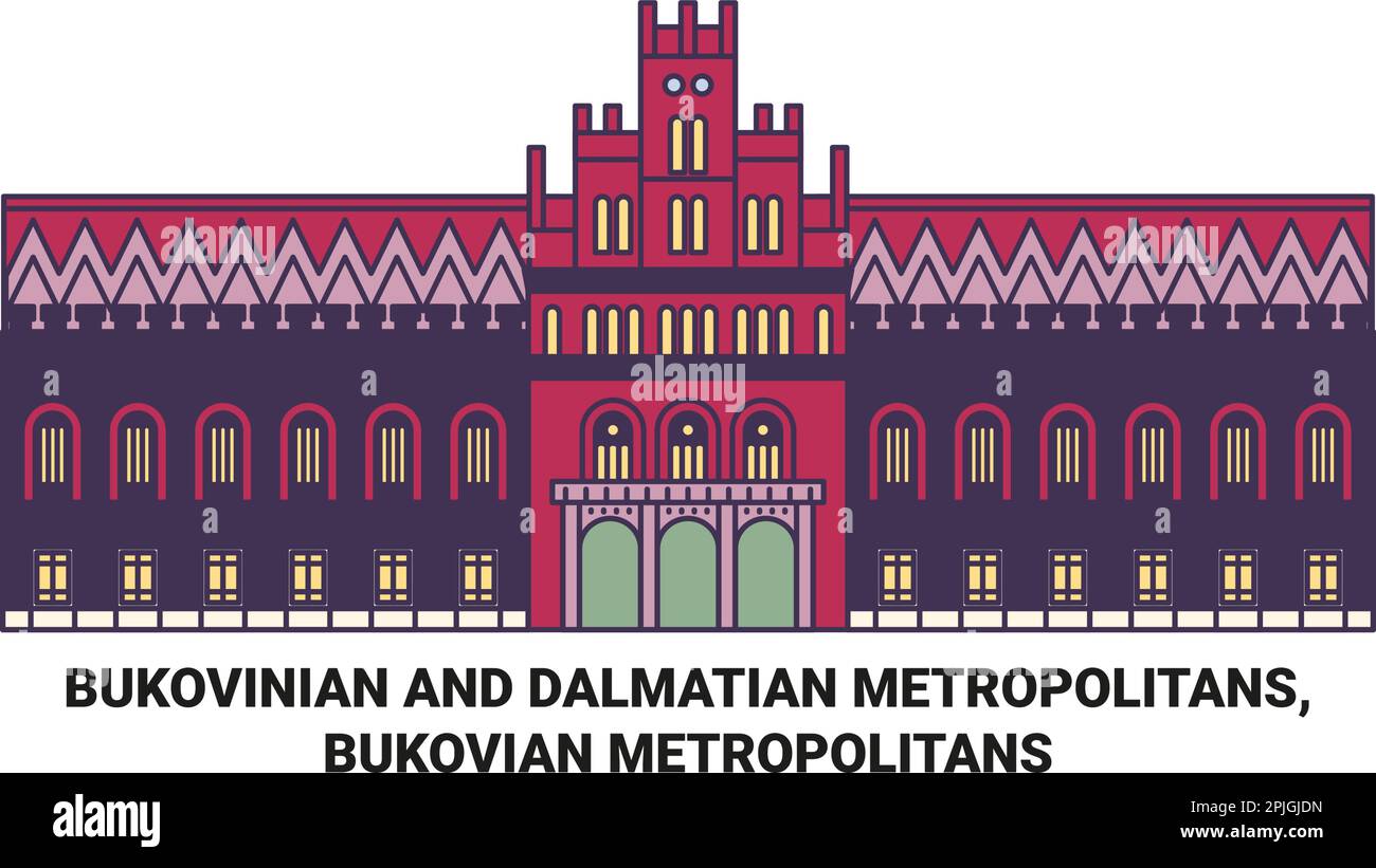 Ukraine, Bukovinian Metropolitans travel landmark vector illustration ...