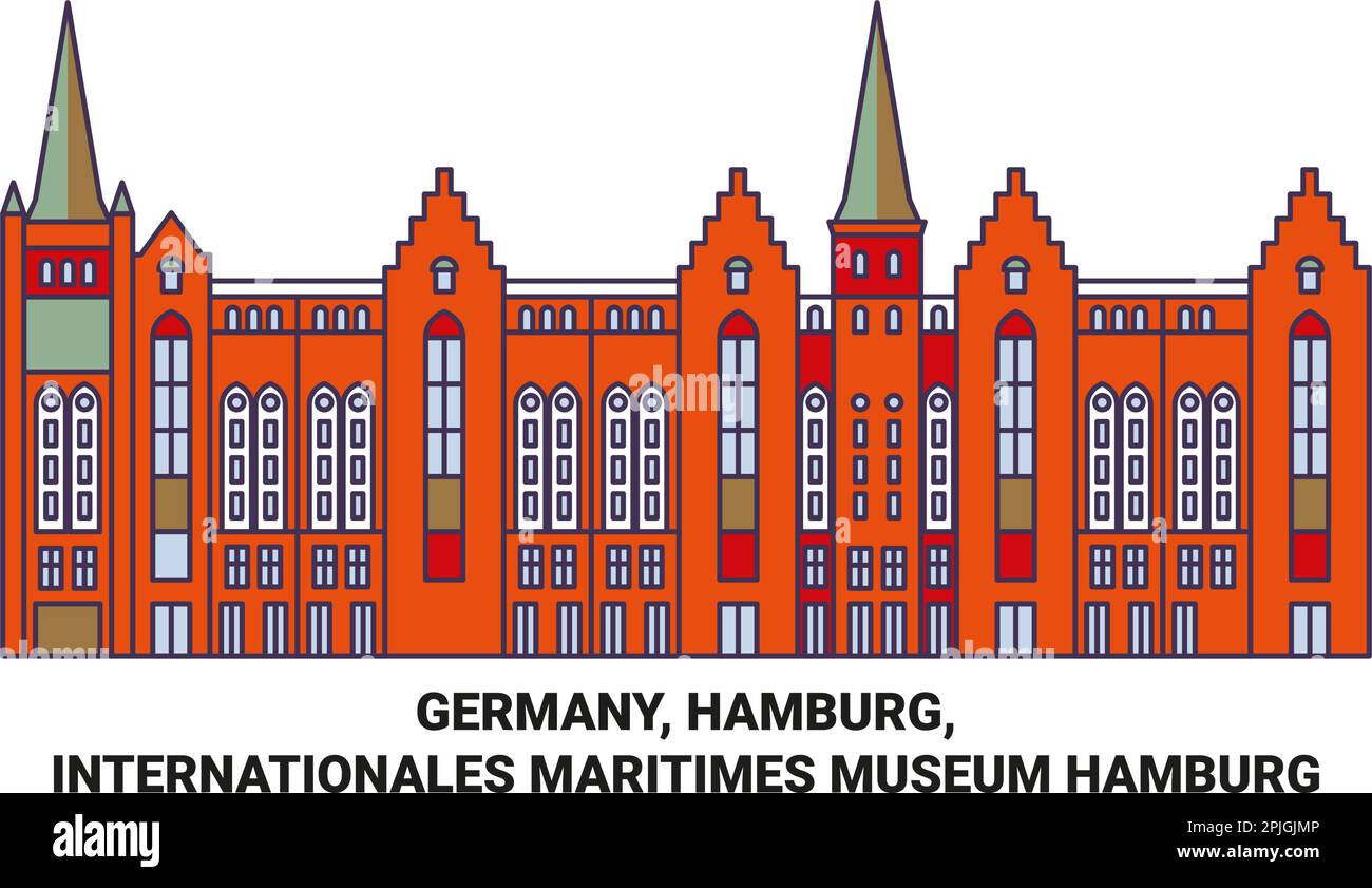 Germany, Hamburg, Internationales Maritimes Museum Hamburg travel landmark vector illustration ...