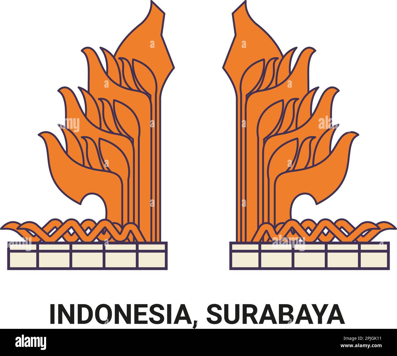 Indonesia, Surabaya travel landmark vector illustration Stock Vector ...