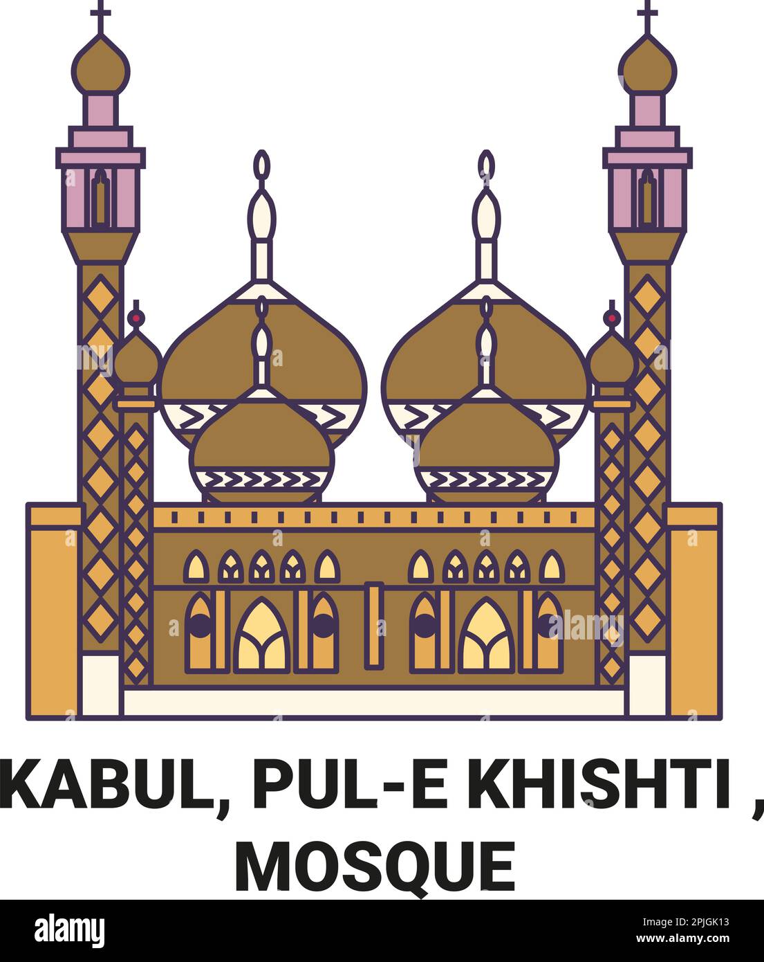 Afghanistan, Kabul, Pule Khishti , Mosque travel landmark vector ...