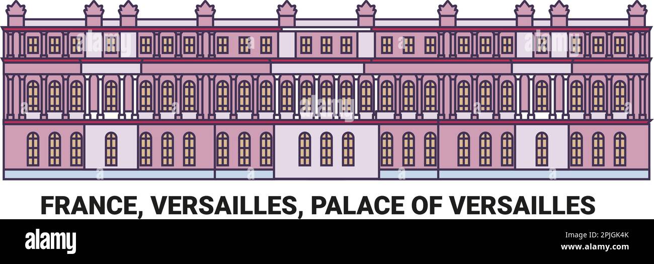 France, Versailles, Palace Of Versailles, travel landmark vector ...