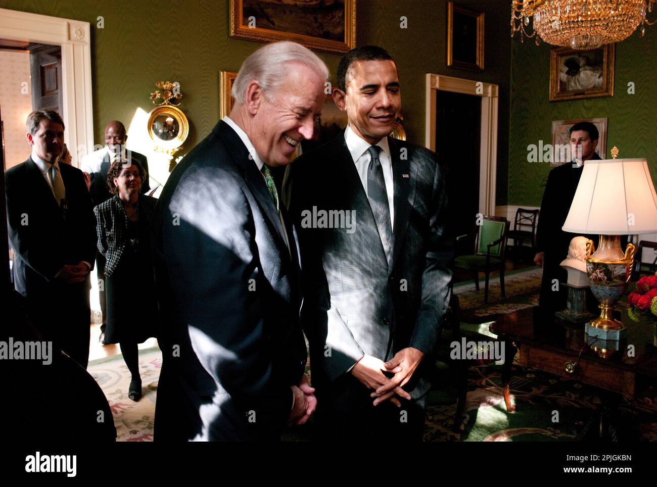President Barack Obama and Vice President Joe Biden in the Green Room ...