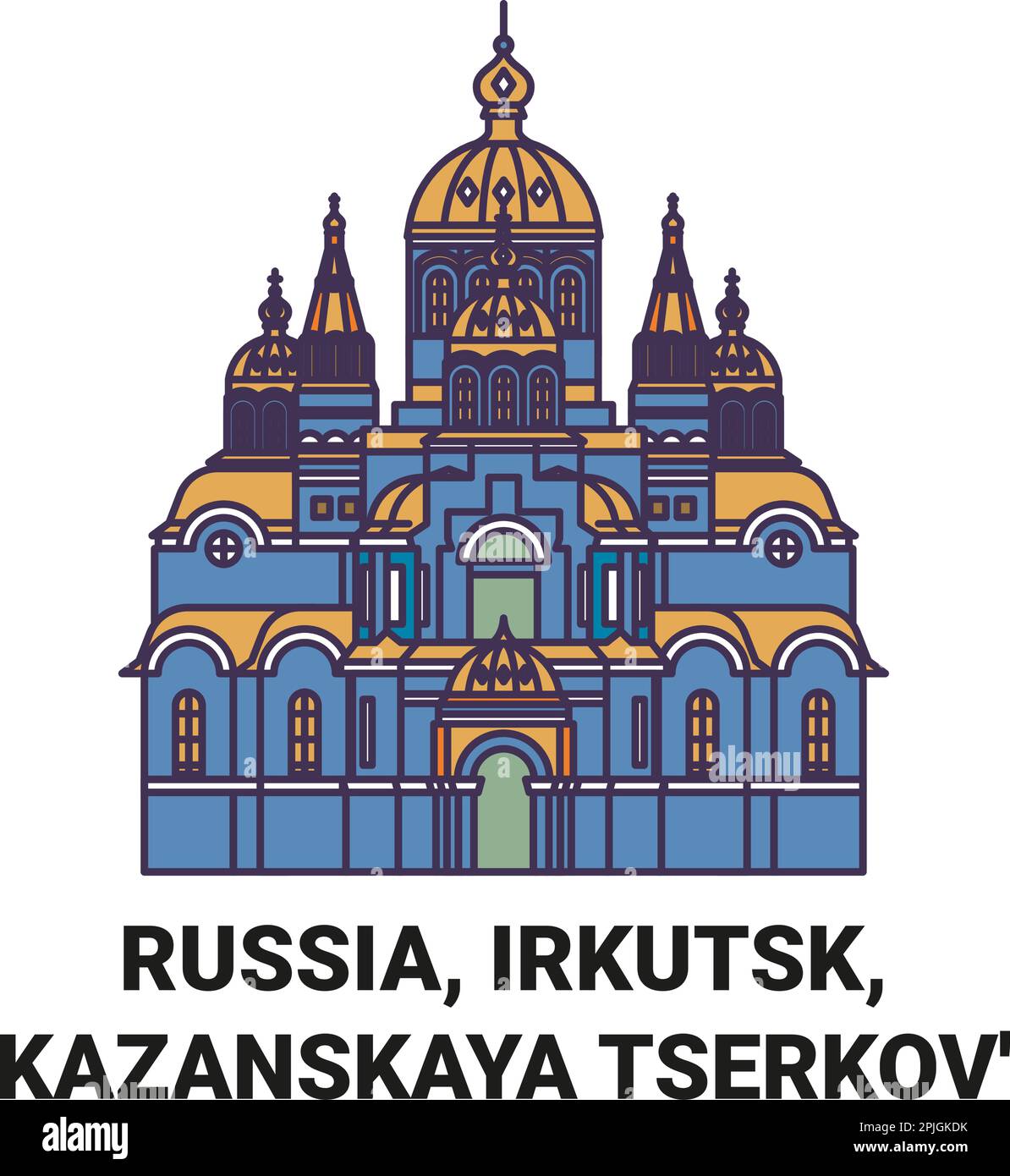 Russia, Irkutsk, Kazanskaya Tserkov' travel landmark vector ...