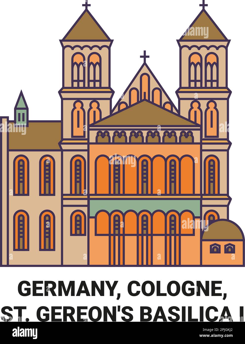 Germany, Cologne, St. Gereon's Basilica I travel landmark vector ...