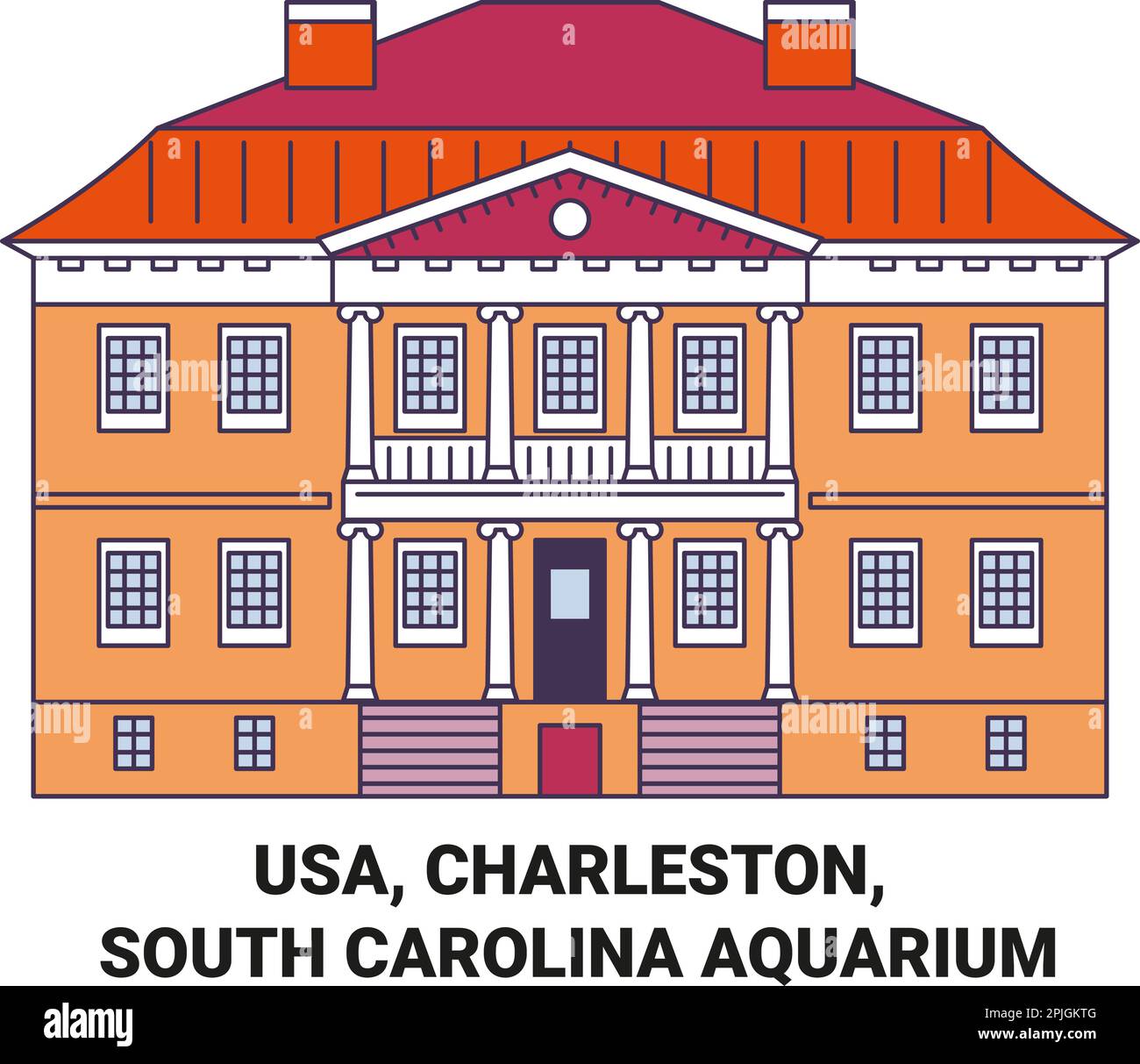 Usa Charleston South Carolina Aquarium Travel Landmark Vector