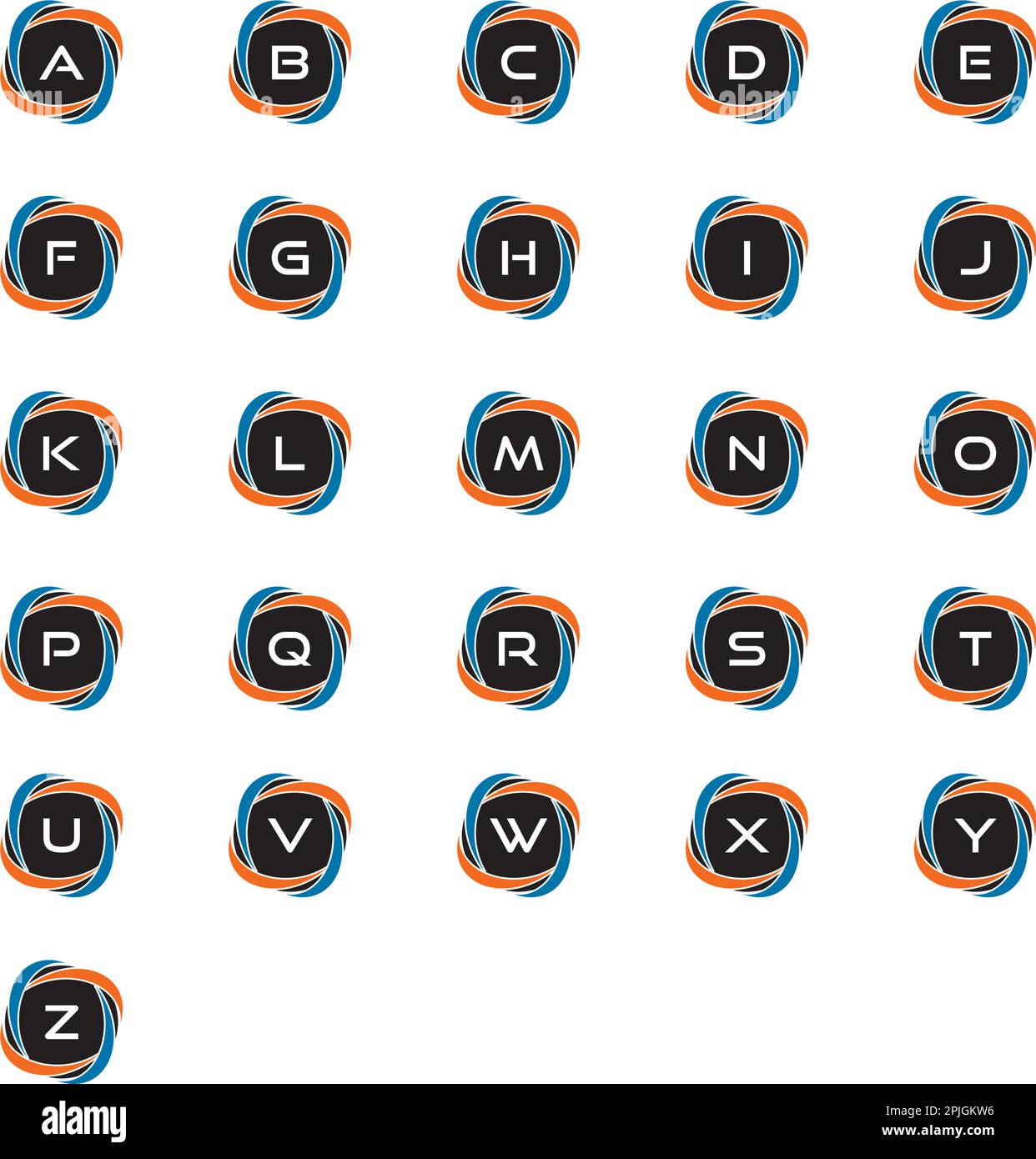 Set of Initial Letter Circle Negative Space Logo Design Template Stock ...