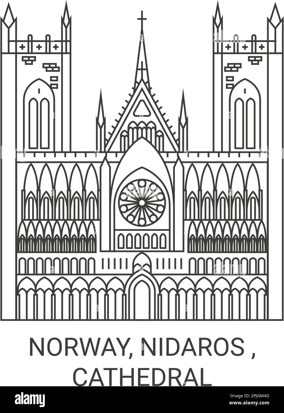 Norway, Nidaros , Cathedral travel landmark vector illustration Stock ...
