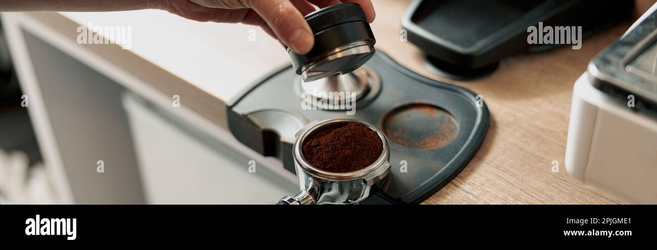 Process of preparing coffee tablet before inserting it into the coffee ...