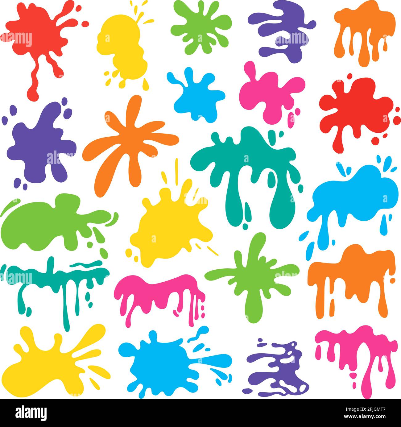 Paint splashes color blobs. Stain cartoon style, abstract isolated ink ...