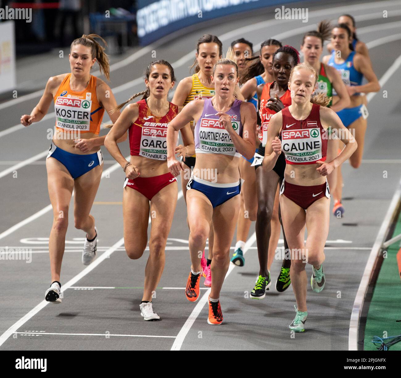 Maureen Koster of the Netherlands competing in the women’s 3000m heats at the European Indoor ...