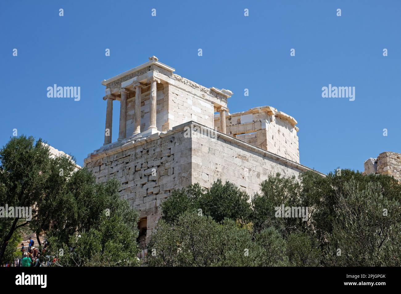 Temple of Athena Nike on top of the Acropolis, as seen from below Stock ...