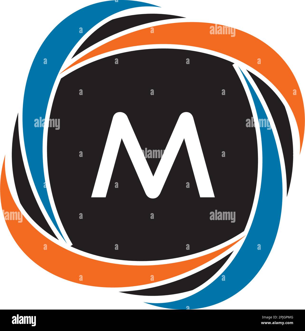 Initial Letter M Circle Negative Space Logo Design Template Stock ...