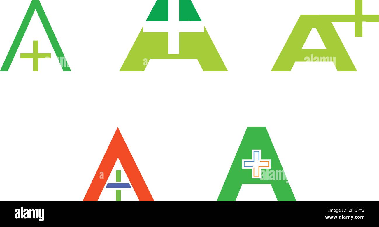Set of Initial Letter A cross plus medical logo icon design template ...