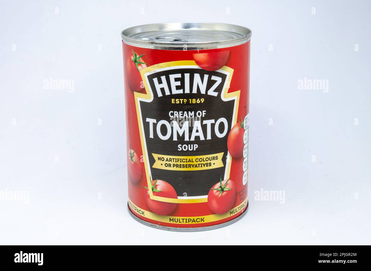 A tin of Heinz Tomato soup isolated against a white background Stock ...