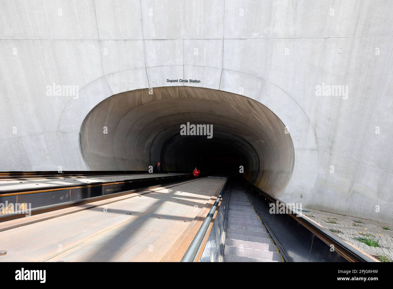 People going up the DC Metro Dupont Circle Station escalators. The ...