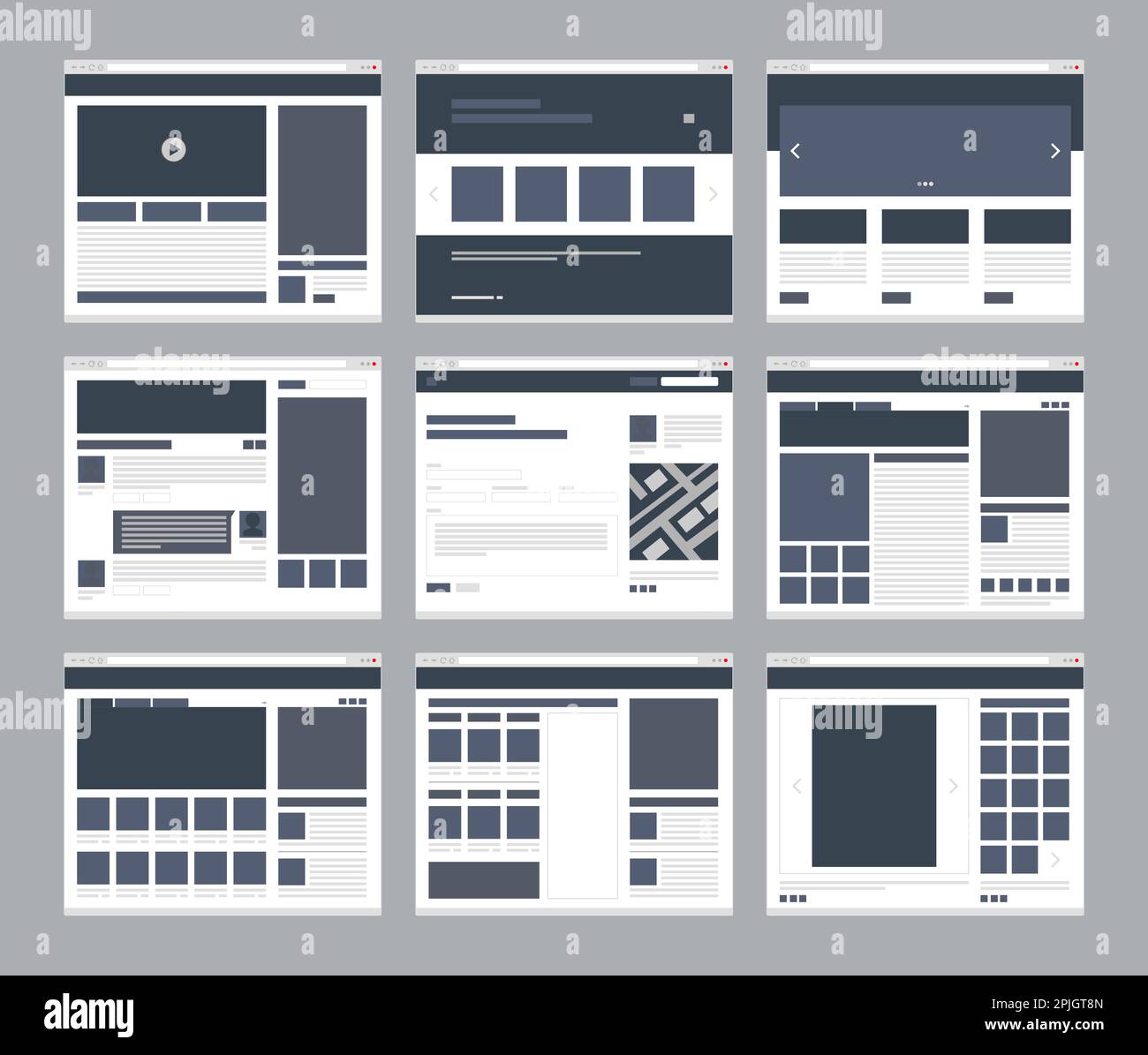 Web wireframes. Landing templates, website pages layouts, email video ... Web wireframes. Landing templates, website pages layouts, email video ...