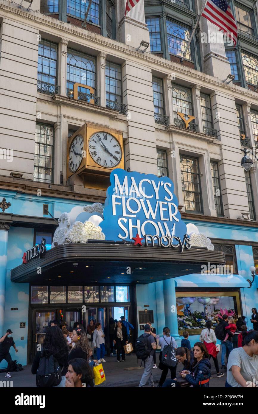 Macy's Flagship Department store facade is decorated for their annual spring flower show, New ...