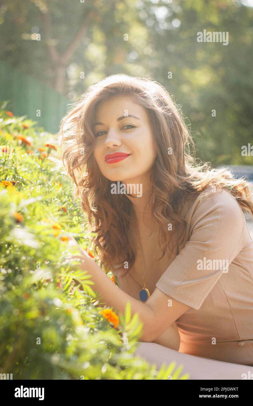 Young girl poses portrait on hi-res stock photography and images - Alamy