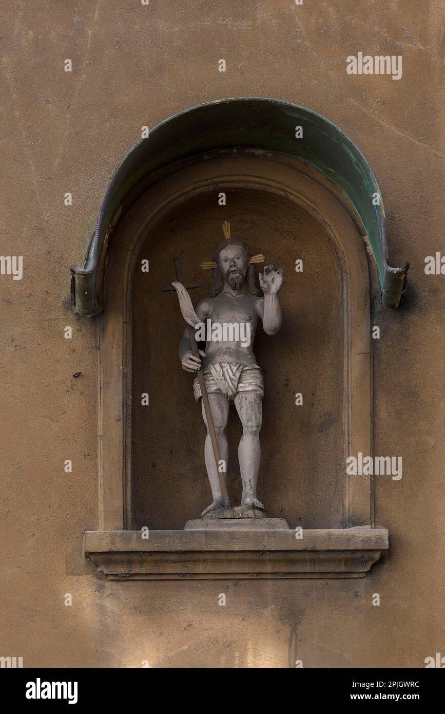 Christ figure in a niche on the residential house in the Jakob Fugger ...