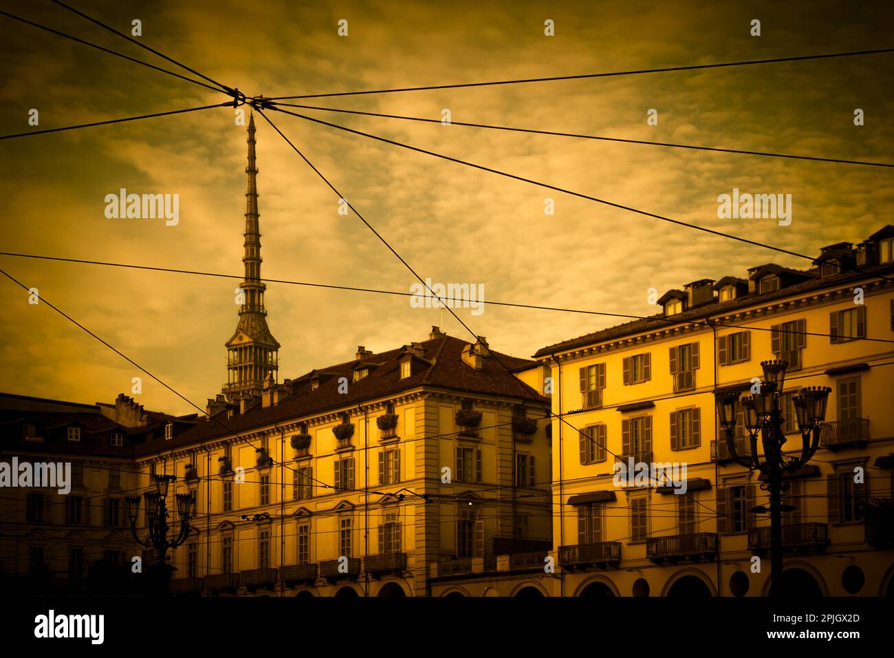 View of the Mole Antonelliana, the main landmark of Turin, from Piazza Vittorio Veneto (Vittorio ...