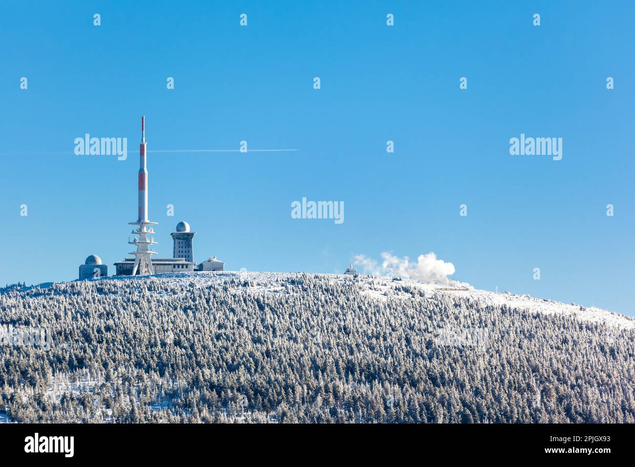 View of the Brocken summit with Brockenbahn Stock Photo - Alamy