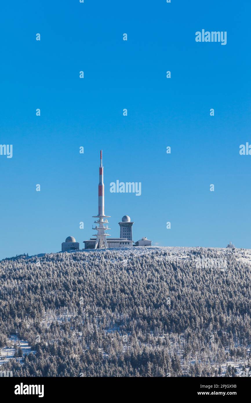 View of the Brocken summit with Brockenbahn Stock Photo - Alamy