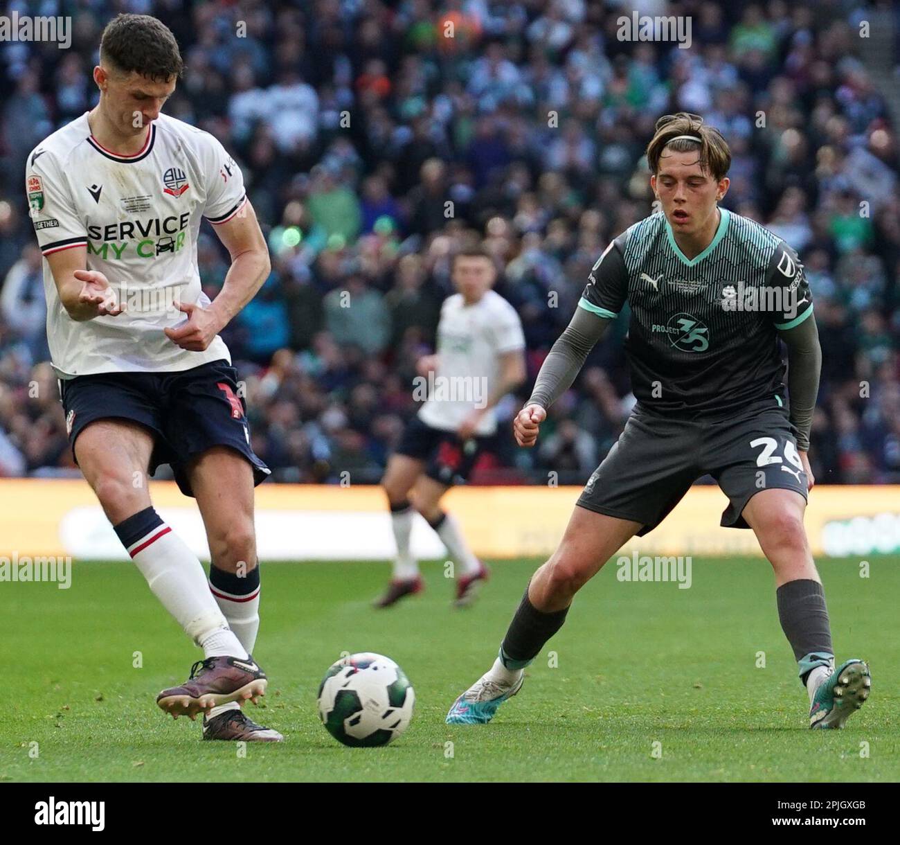 LONDON, ENGLAND - APRIL 02: Bolton's Eoin Toal and Plymouth's Callum ...