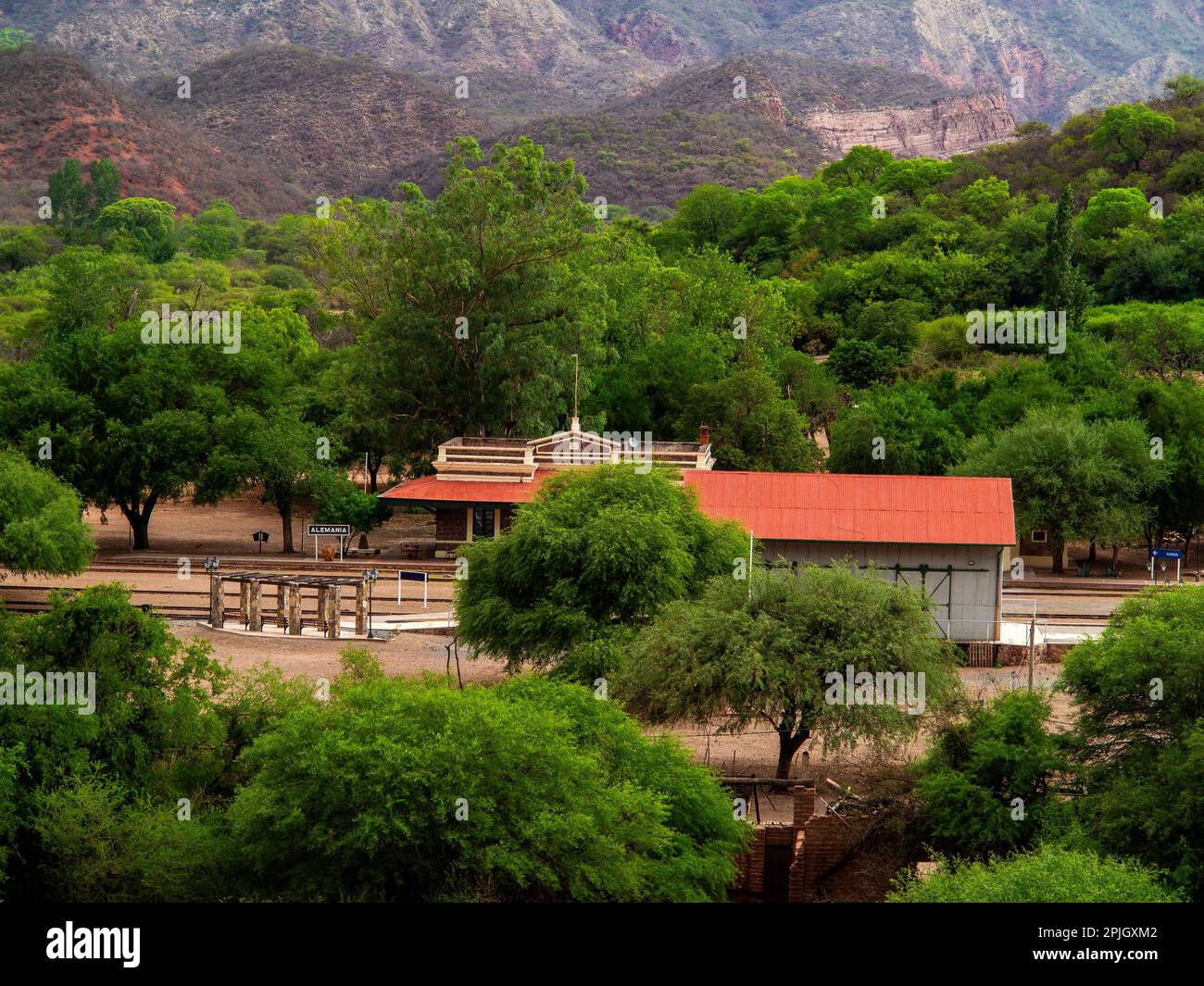 Alemania Railway Station as seen from the Ruta 68 near Quebrada de Las ...