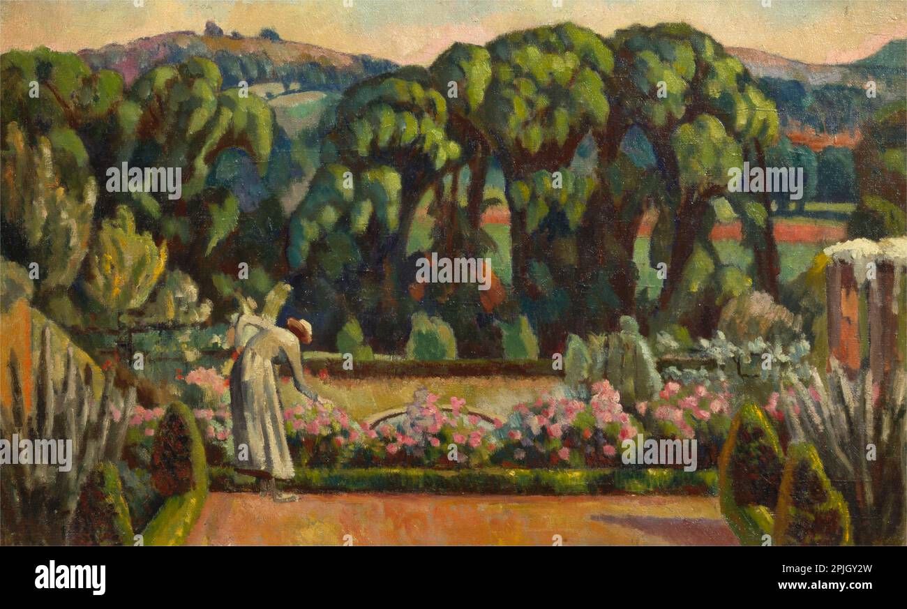 The Artist's Garden at Durbins, Guildford. Roger Fry. ca. 1915 Stock ...