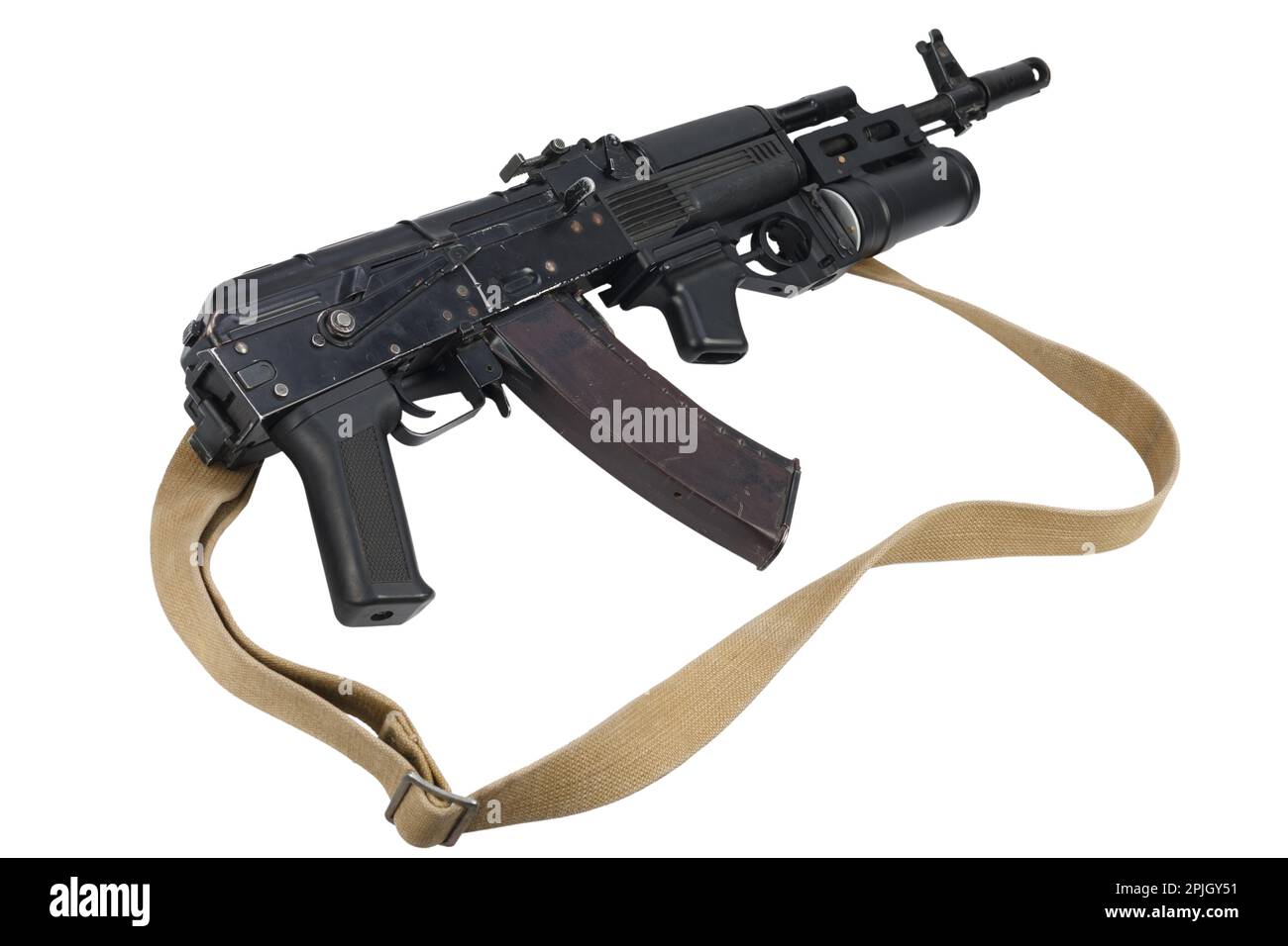 Modern kalashnikov 5.45x39 mm AK 74M assault rifle with 40 mm underbarrel grenade launcher ...