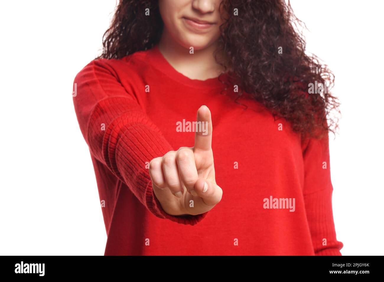 Index finger woman hi-res stock photography and images - Alamy
