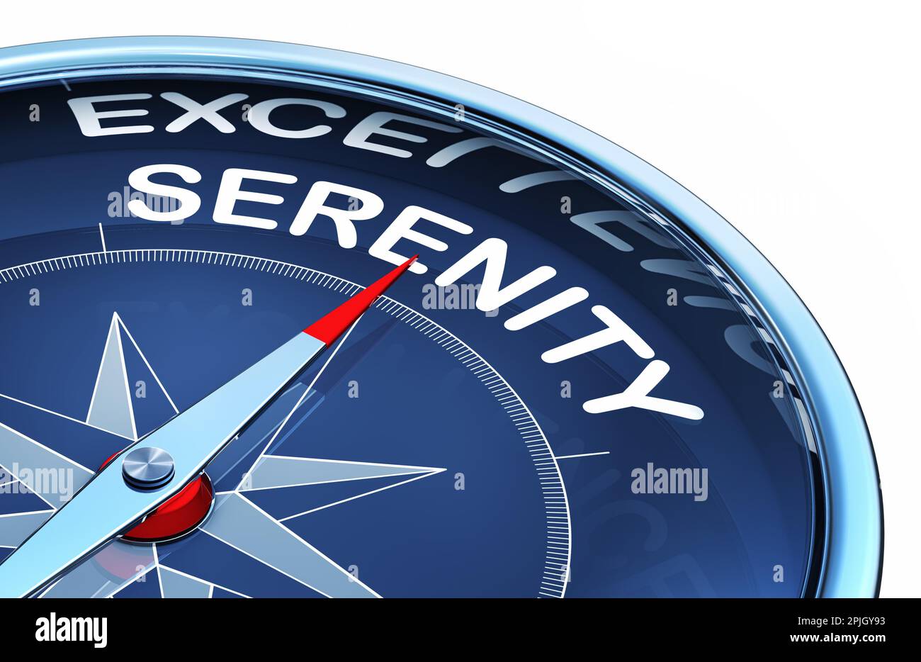 3d rendering of a compass with a serenity icon Stock Photo - Alamy