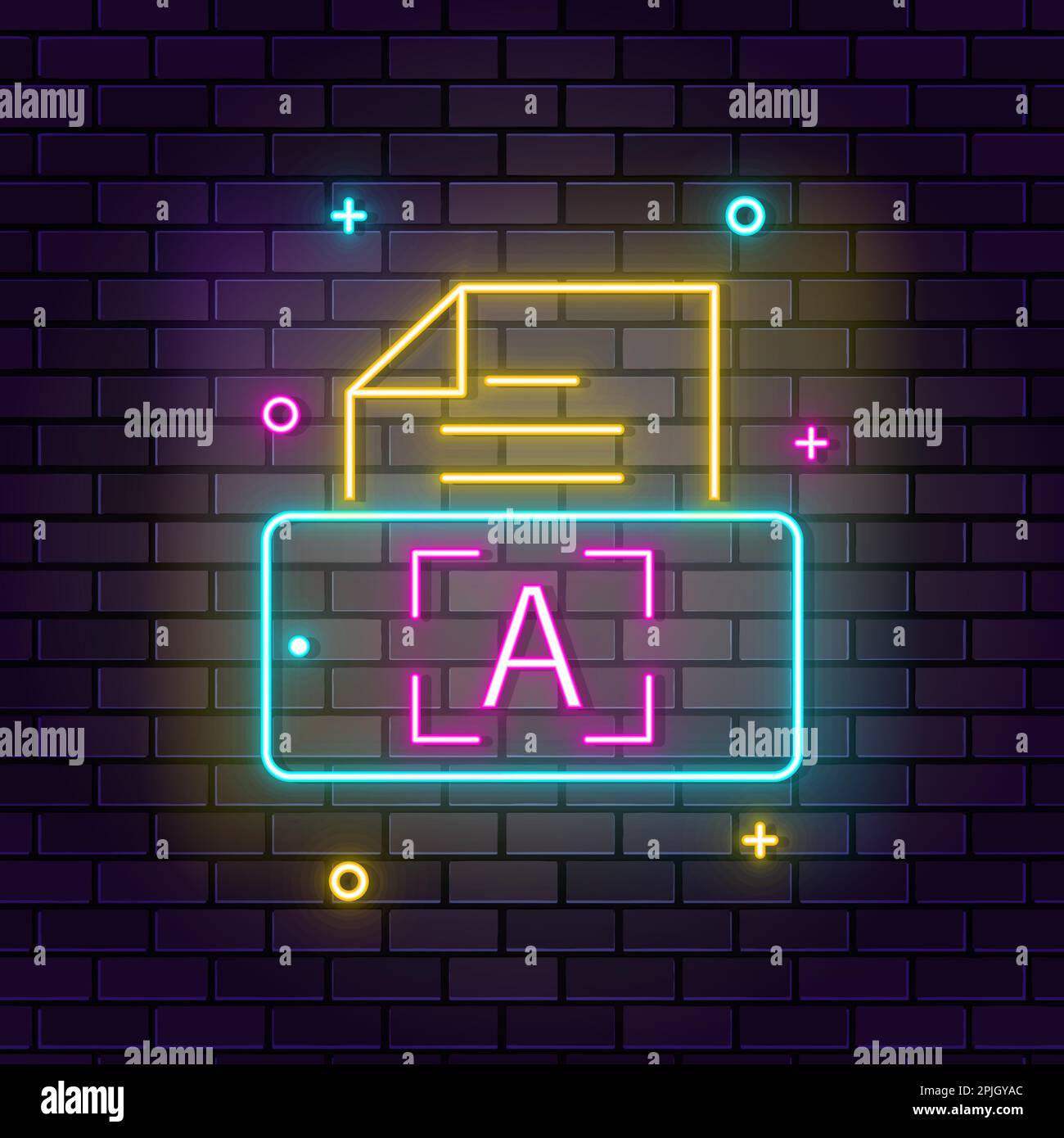 Mobile, Translator neon icon. Education neon icon on dark brick wall ...