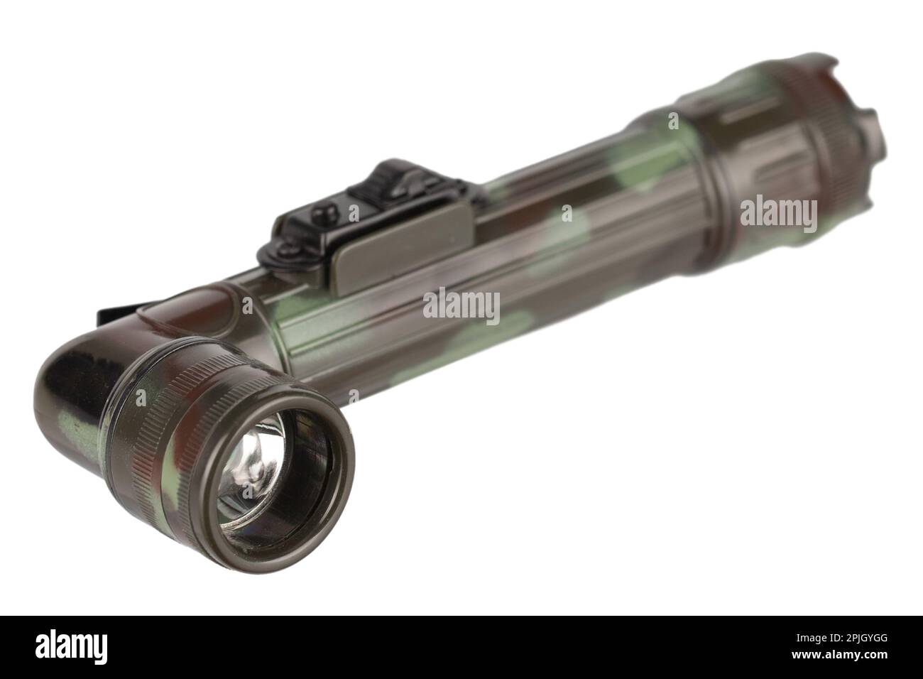vintage military style flashlight isolated on white background Stock ...