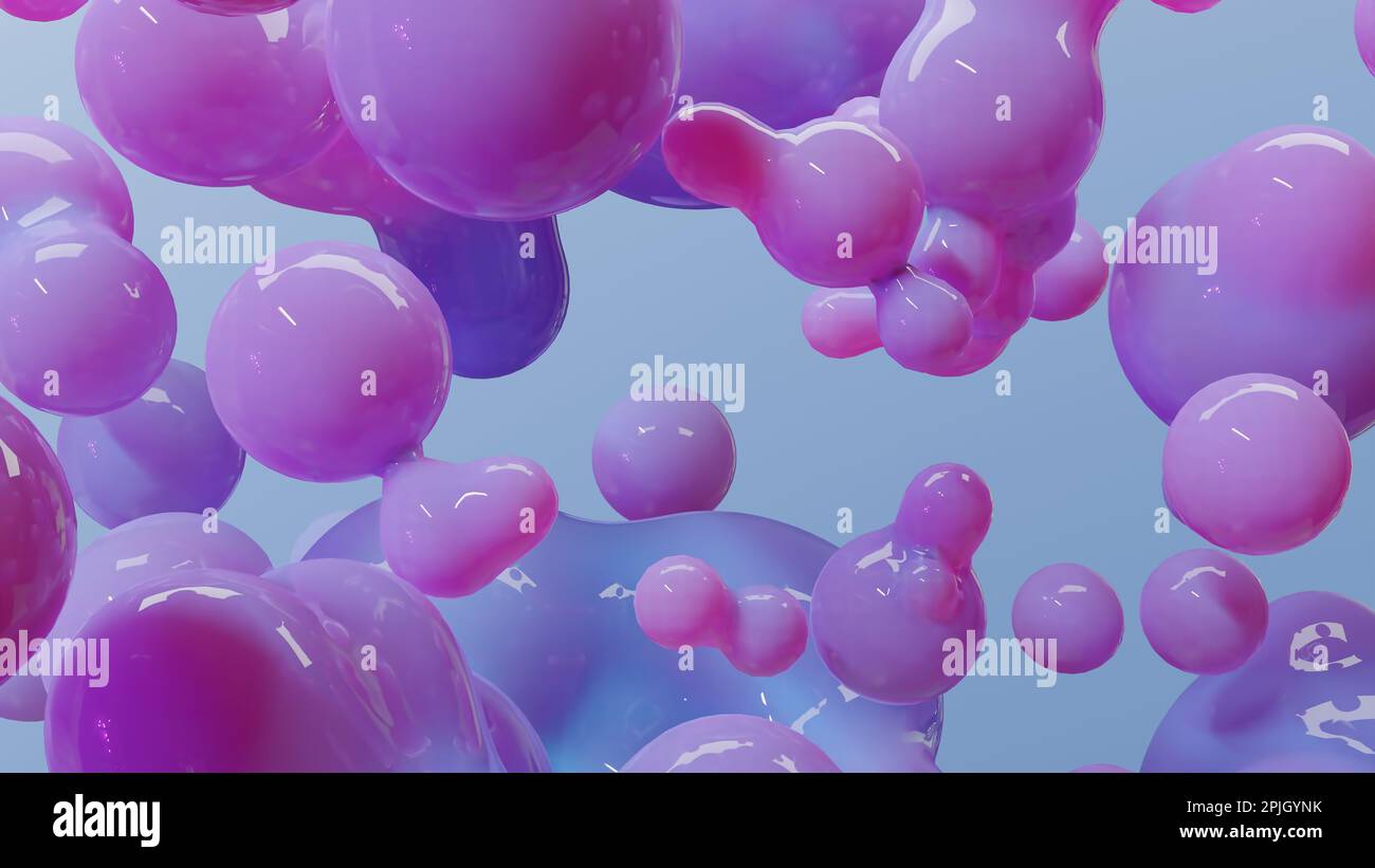 organic shapes. Morphing colorful blobs, Abstract 3d background. Liquid flowing colors. soap ...