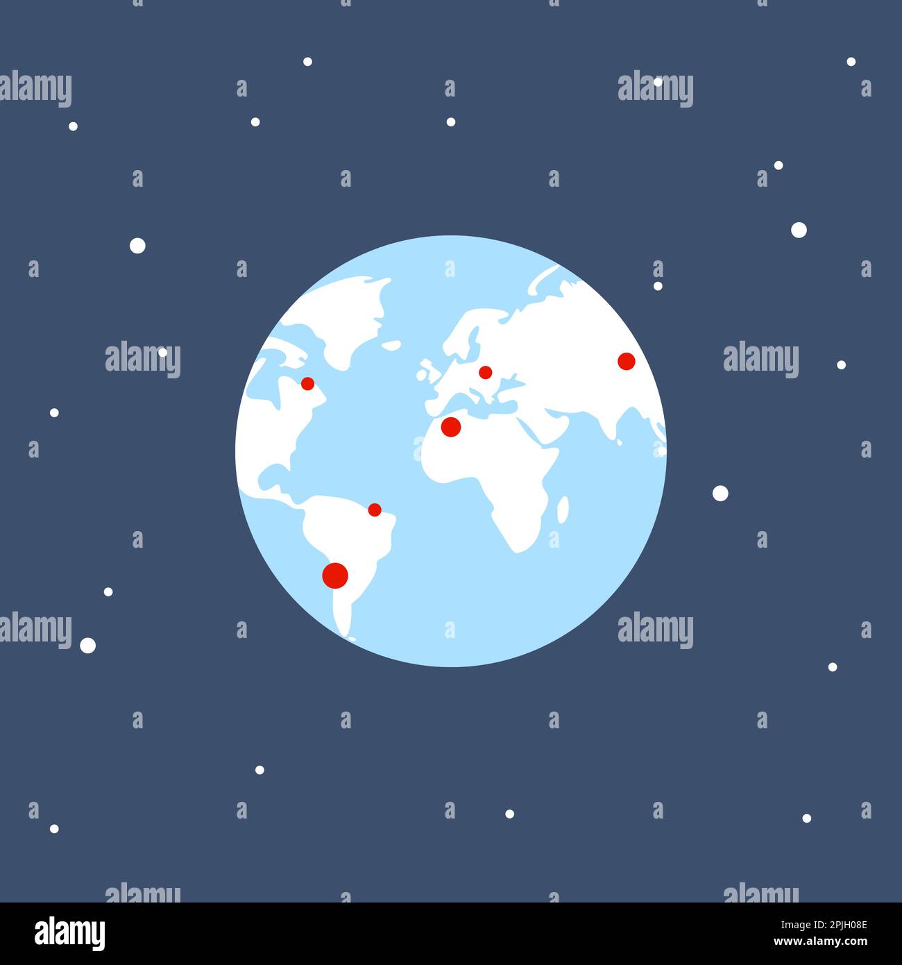 Abstract planet globe with red strategy points. Logistic transportation ...