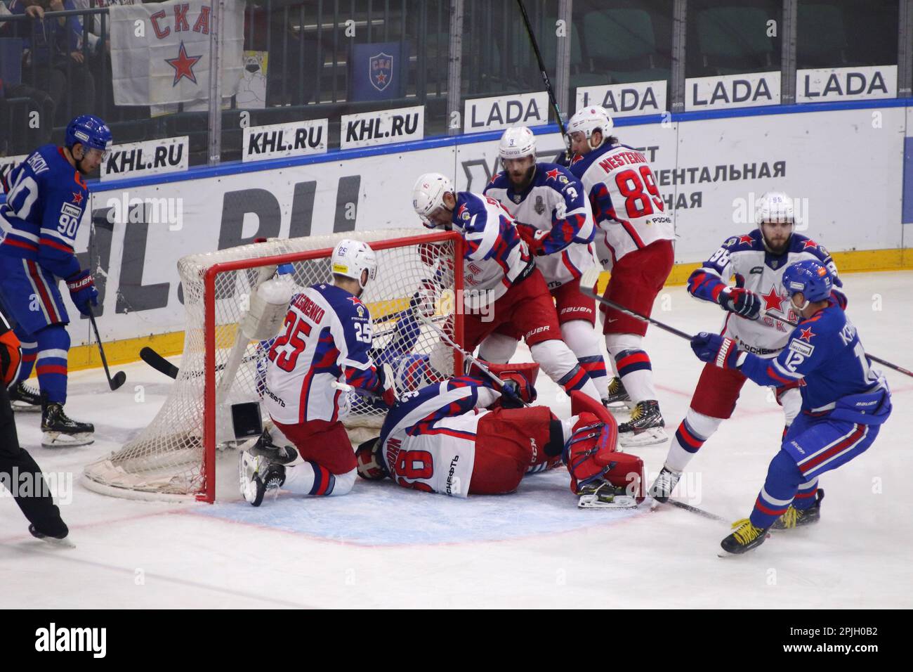 CSKA Hockey Club player, Adam Reideborn (No.36), Mikhail Grigorenko (No ...