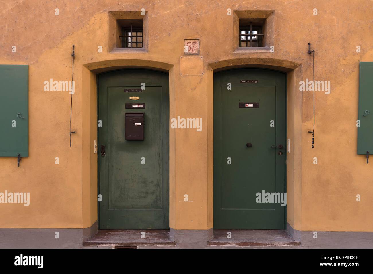 Two entrance doors of the residential houses in the Jakob Fugger ...